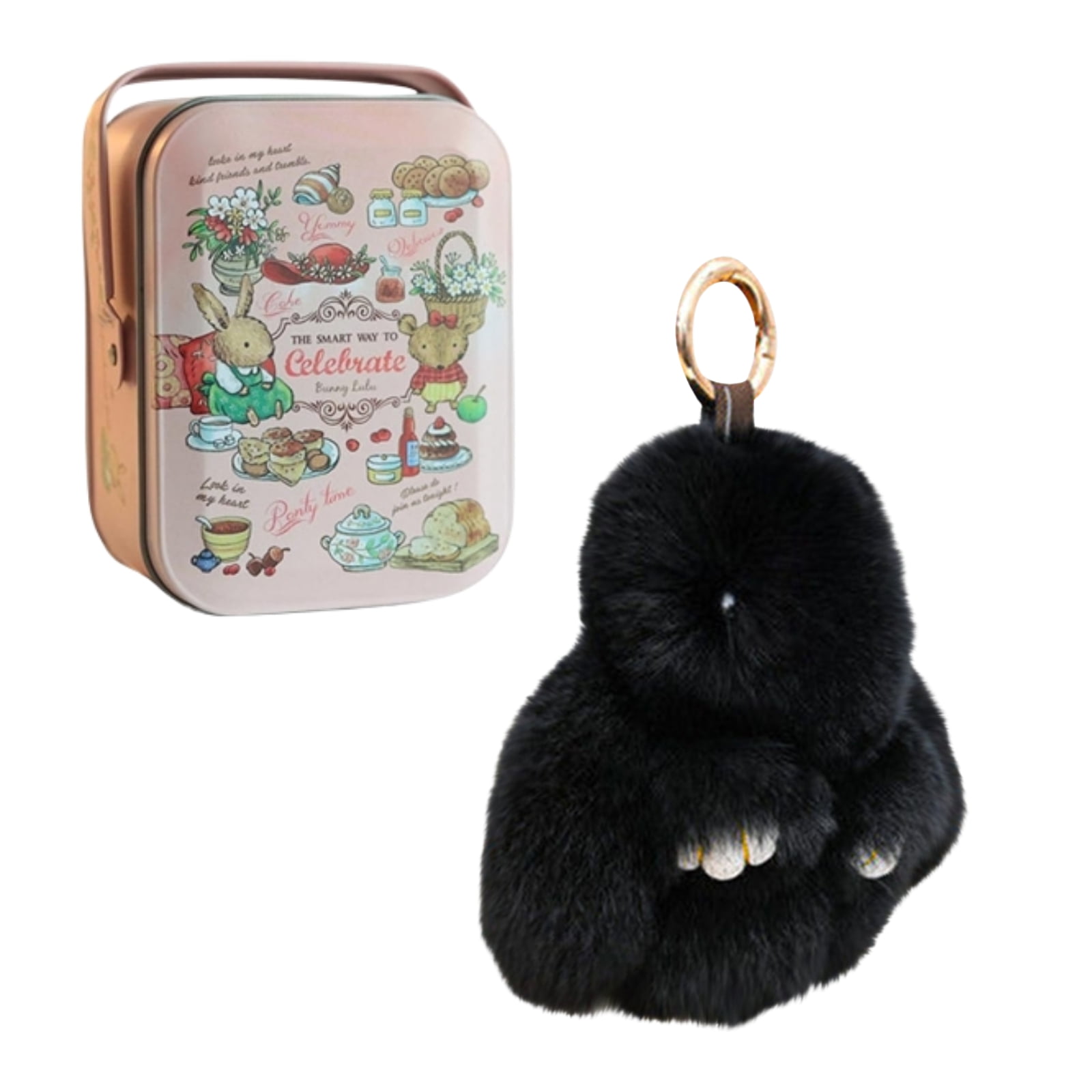 Soft Bunny Lulu Keychain with Tin, Handmade Fluffy Bunny Lulu Keychain ...