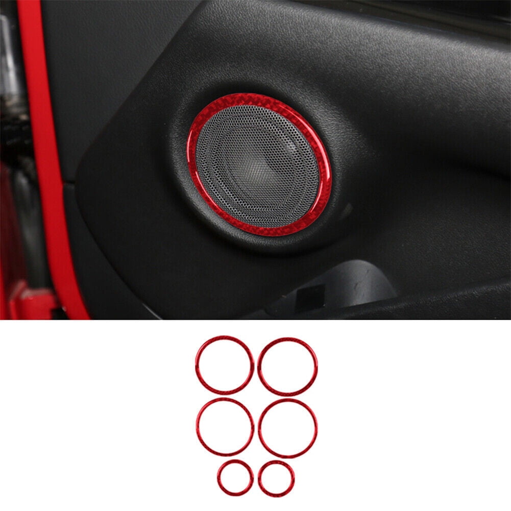 Soft Carbon Fiber Car Interior Decor Kits 6Pcs Red Carbon Fiber ...