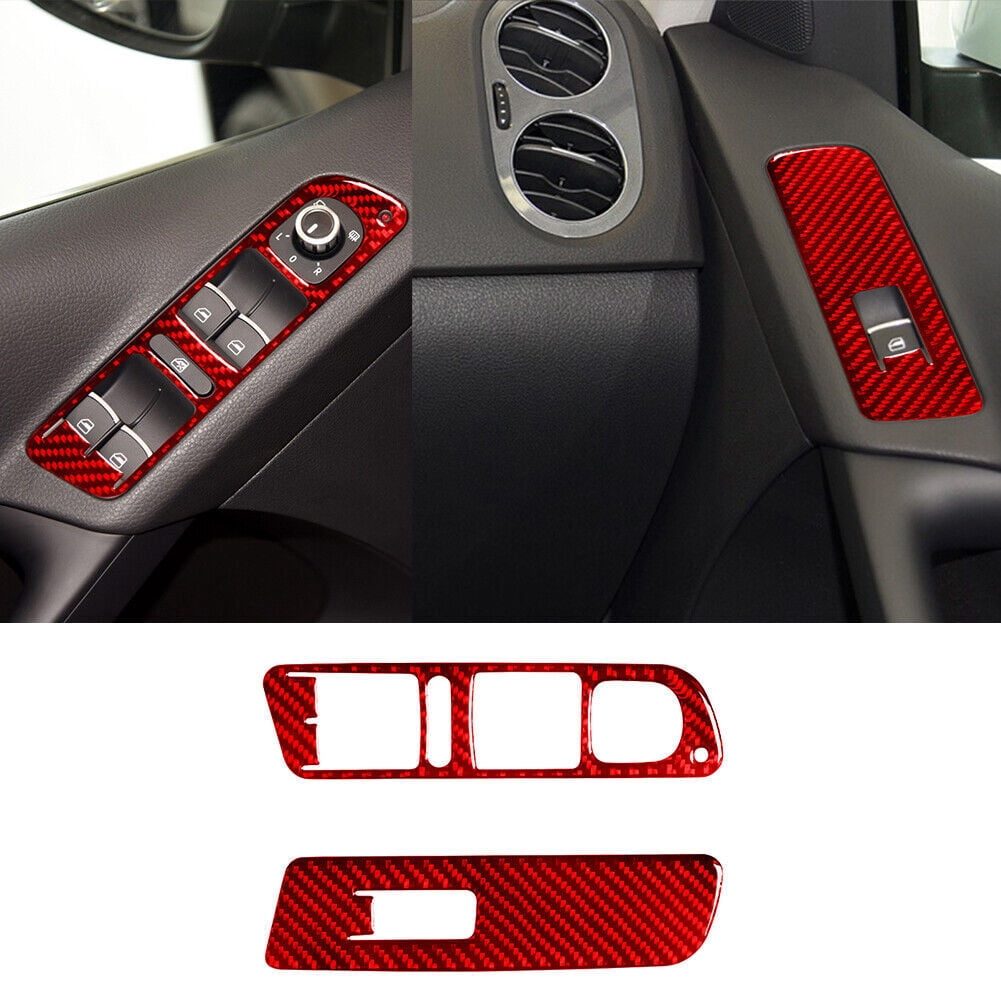 Soft Carbon Fiber Car Interior Decor Kits For Volkswagen Tiguan Red ...