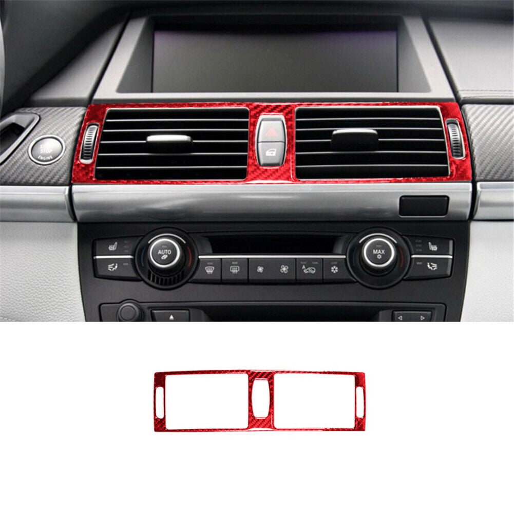 Soft Carbon Fiber Car Interior Decor Kits Red Carbon Fiber Center Air ...
