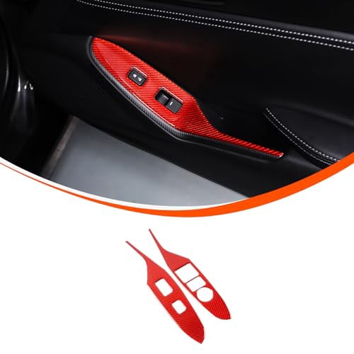 Soft Carbon Fiber Front Rear Interior Door Armrest Window Switch Trim ...