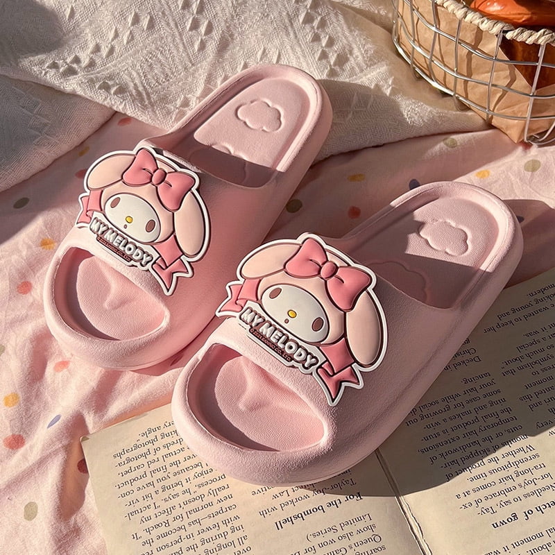 Soft Cartoon Cute Slippers Comfortable Thick Kuromi Melody Cinnamoroll ...
