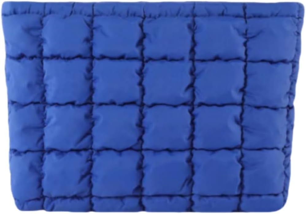 Soft Checkered Quilted Puffy Makeup Bag for Women, Aesthetic Puffer ...