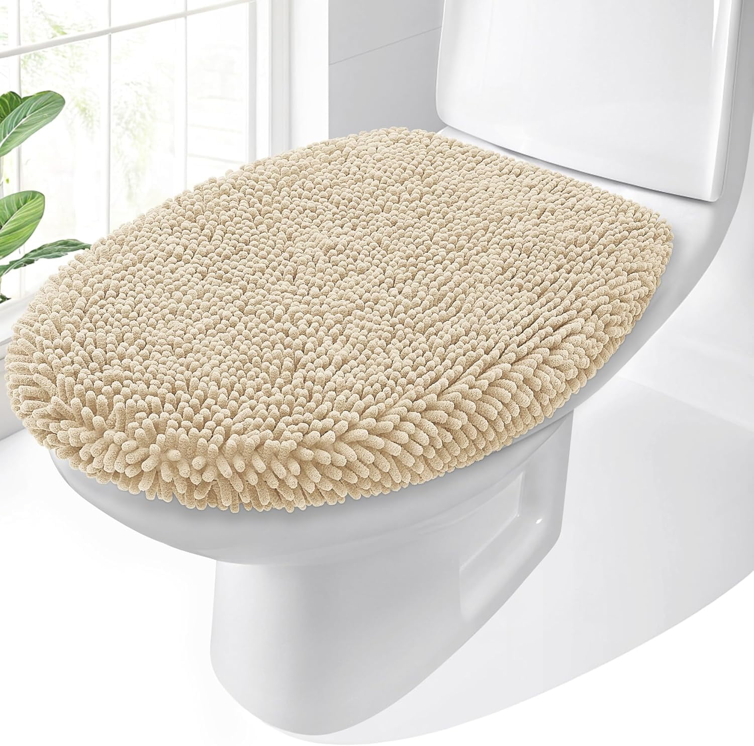 Soft Chenille Bathroom Toilet Lid Cover, Machine Washable Seat Covers ...