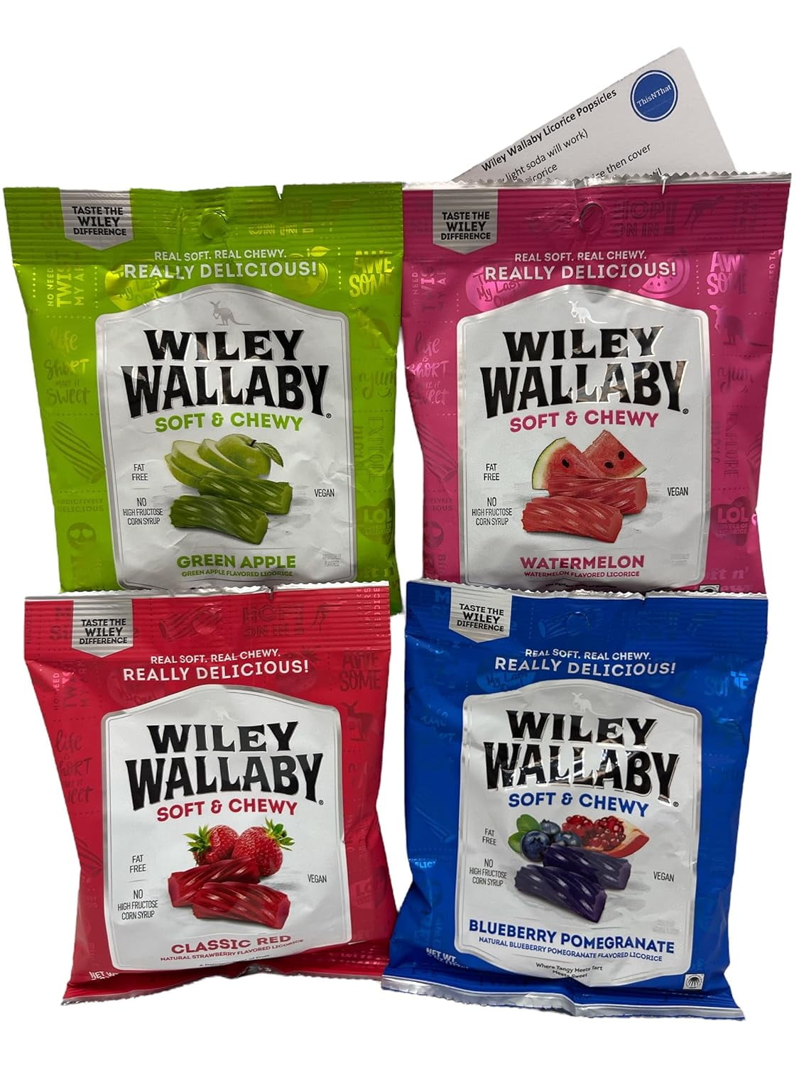 Soft & Chewy Flavored Licorice Candy Bundle: (1) Wiley Wallaby 4 oz ...
