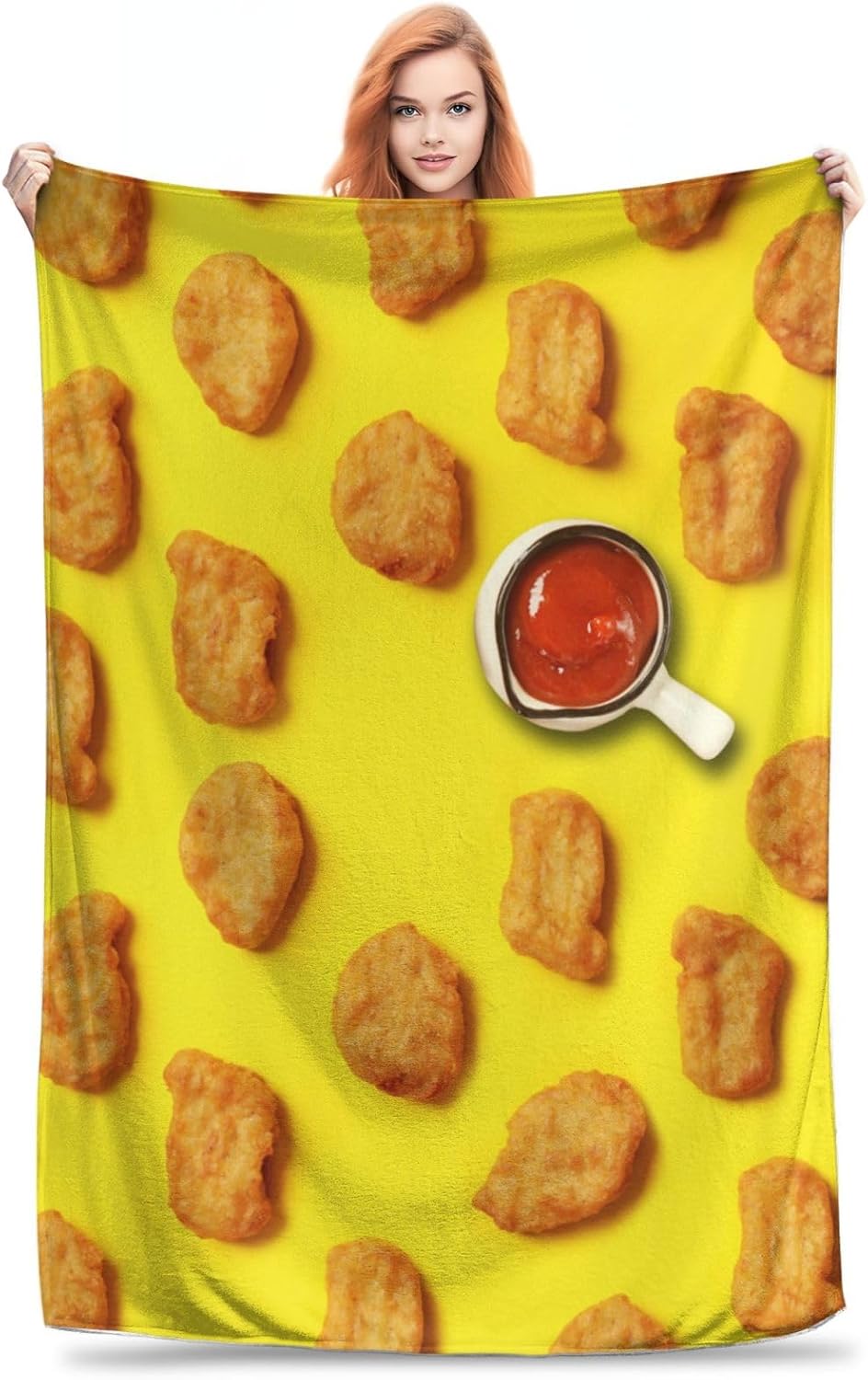 Soft Chicken Nugget Blanket Lightweight Plush Flannel Food Pattern ...