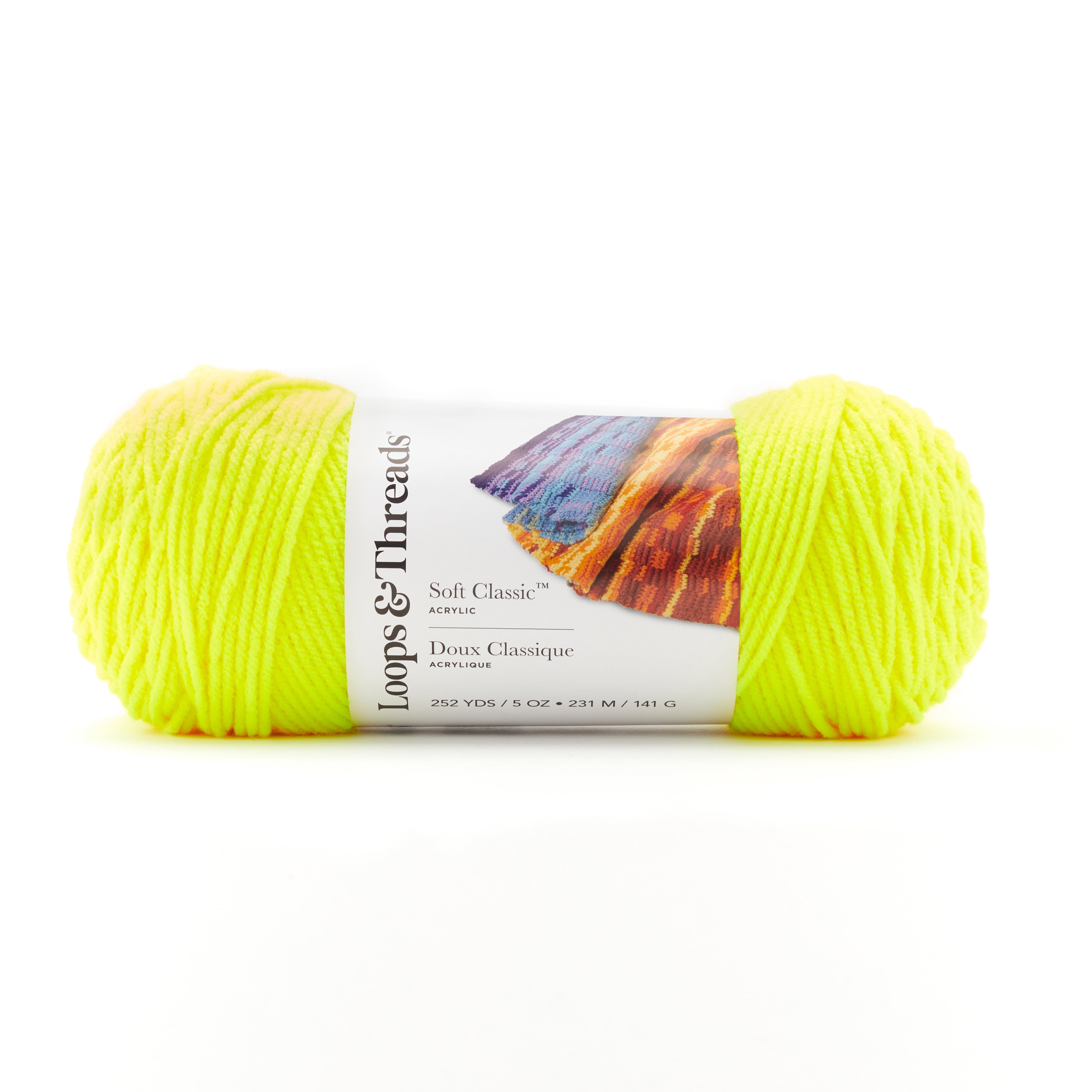 Loops & Threads Soft Classic Neon Yarn - Neon Yellow, Knitting, Crochet ...