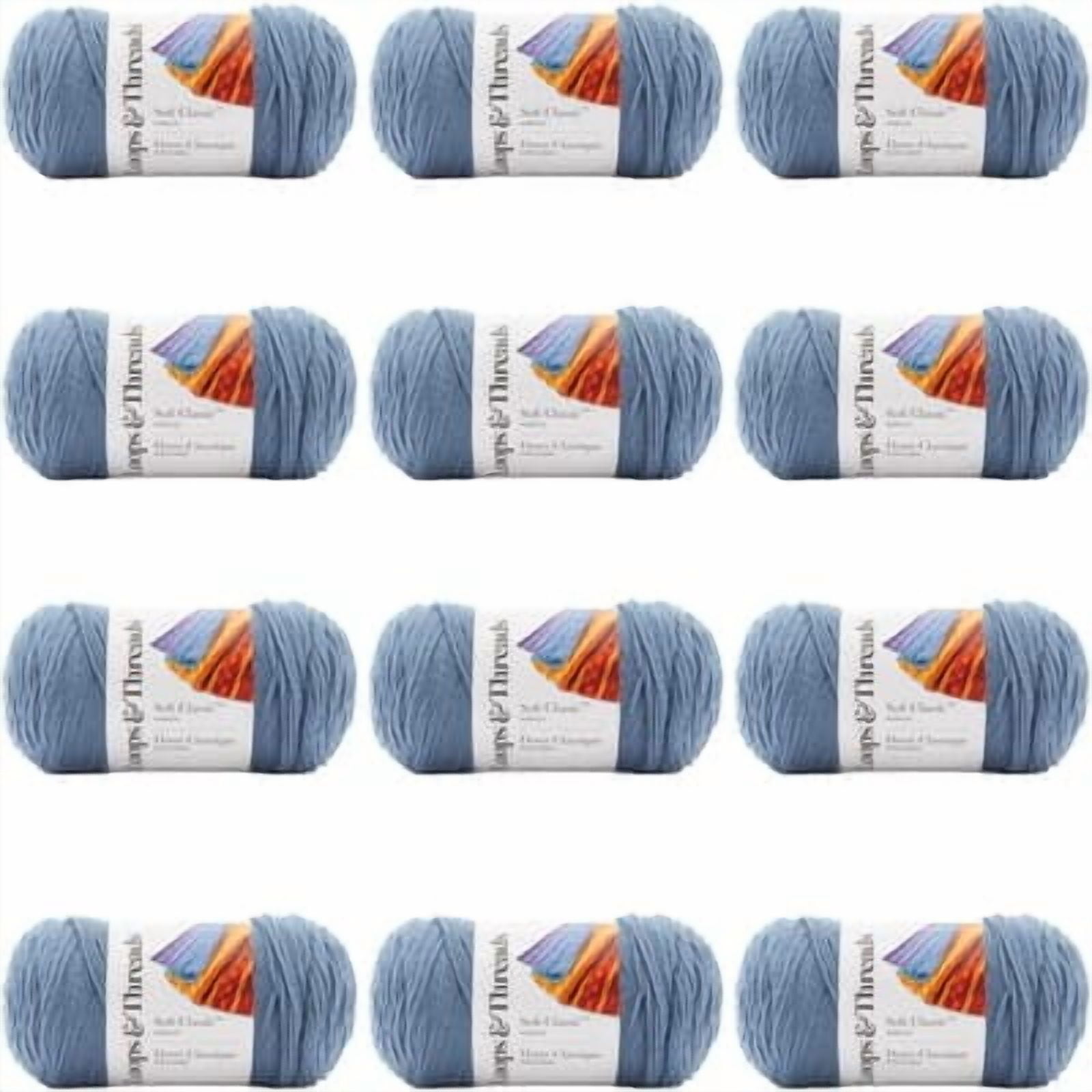 Loops & Threads Soft Classic Solid Yarn, Cornflower, Bulk 12 Pack for ...