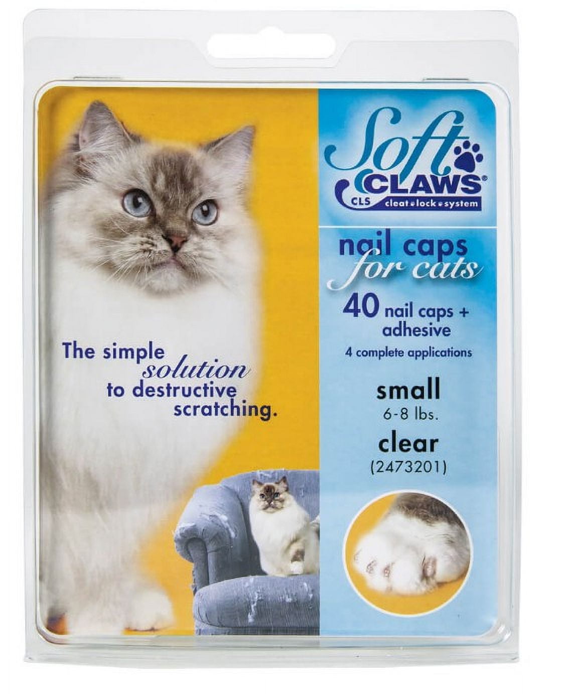 Soft Claws Nail Caps for Cats Clear - Small - Walmart.com
