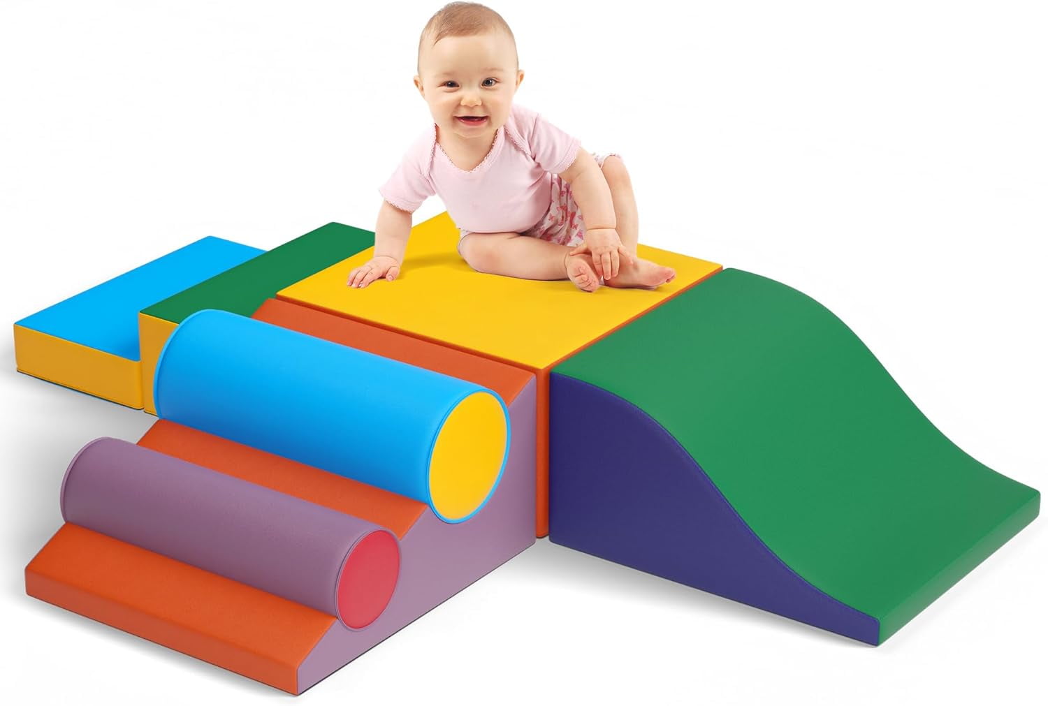 Soft Climbing Toys for Toddlers,Crawling and Sliding Pink Foam Block ...