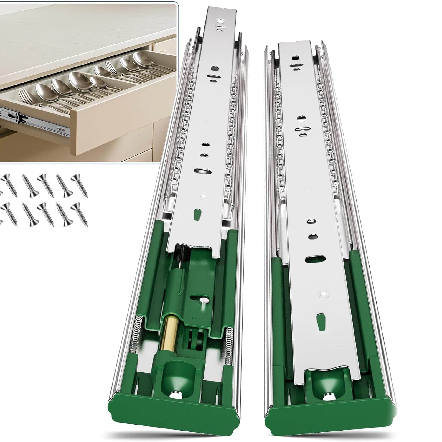 Soft Close Drawer Slides, Full Extension Heavy Duty Ball Bearing ...