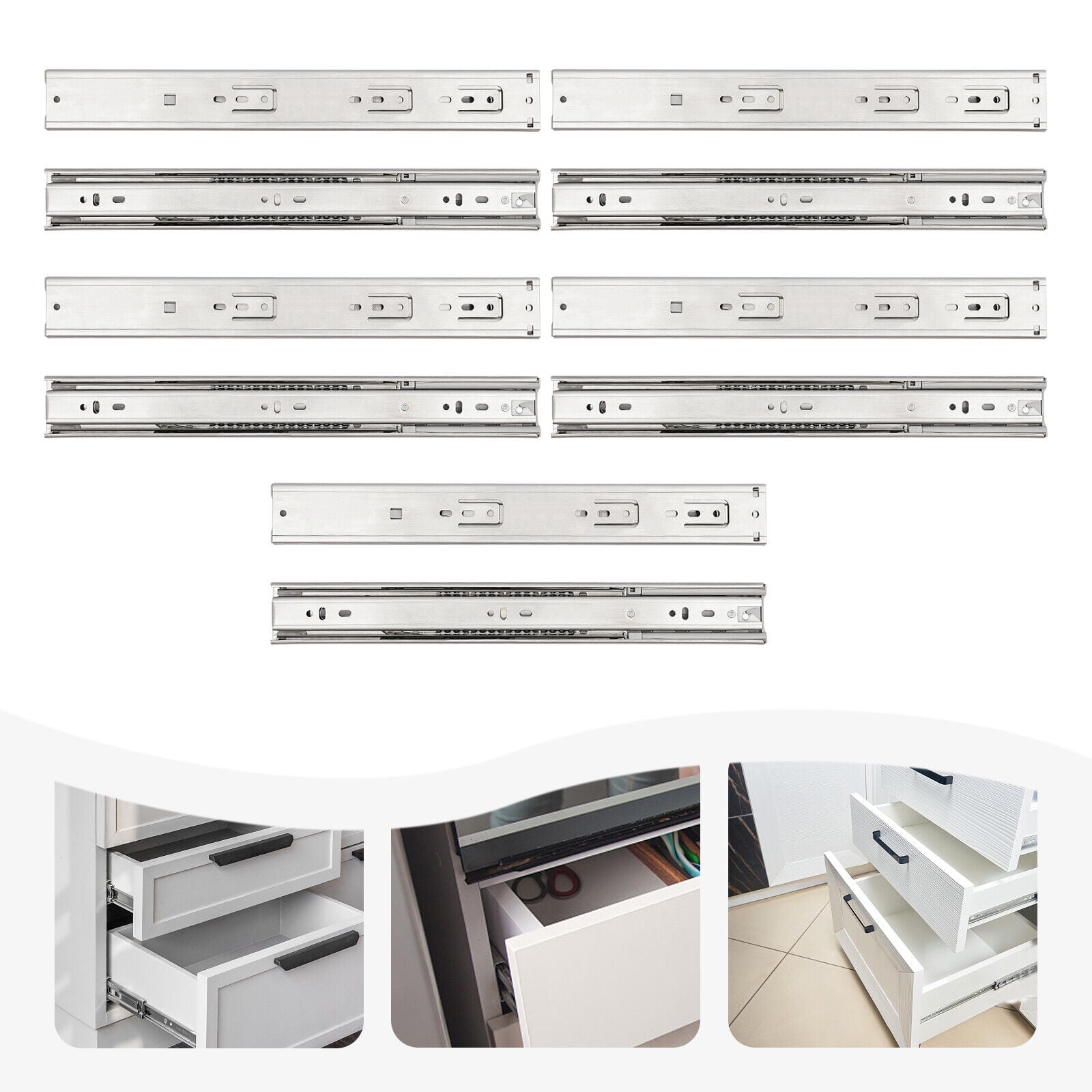 Soft Close Drawer Slides Full Extension Side Mount 14 inch Ball Bearing ...