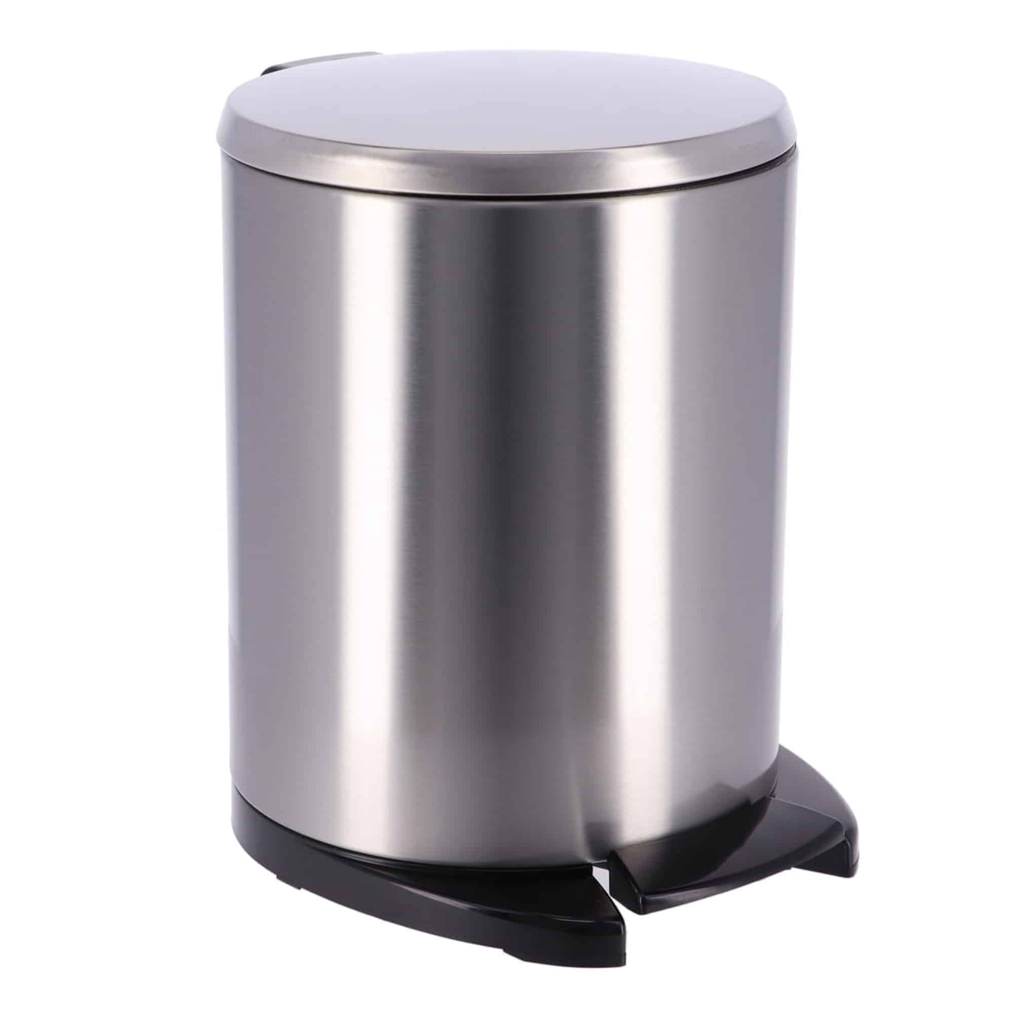 Soft Close Lid Stainless Steel Round Metal Step Trash Can Waste Bin 6 ...