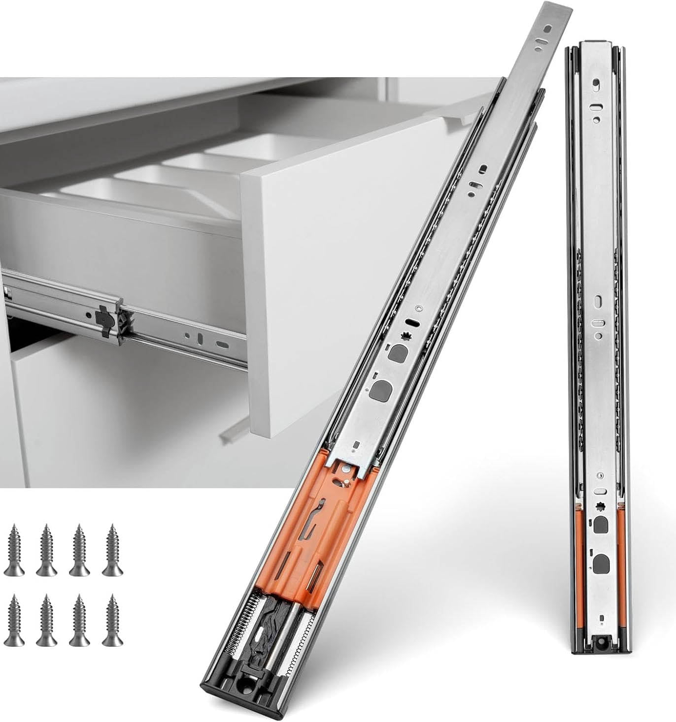 Soft Close Push to Open Drawer Slides, Heavy Duty Side Mount, Metal ...