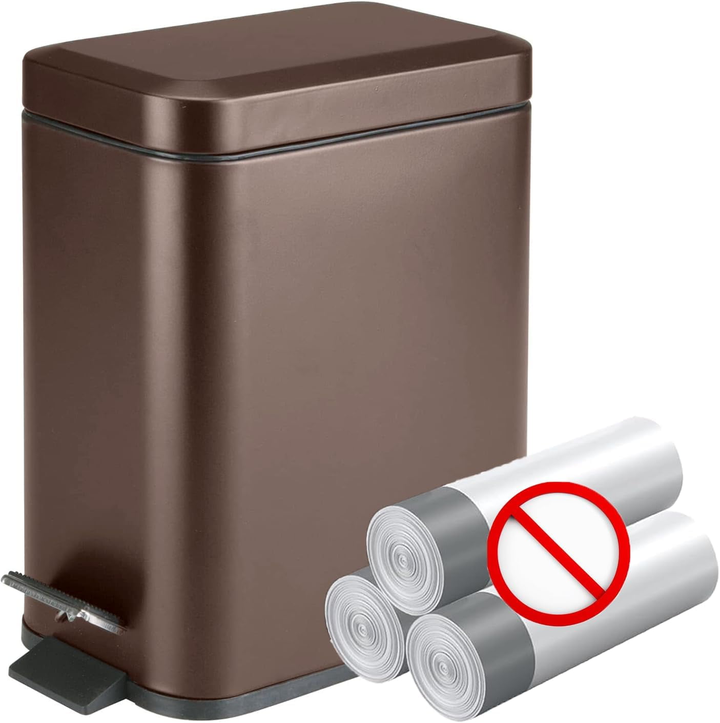 Soft Close, Slim Trash Can 1.6 Gallon with Anti - Bag Slip Liner and ...