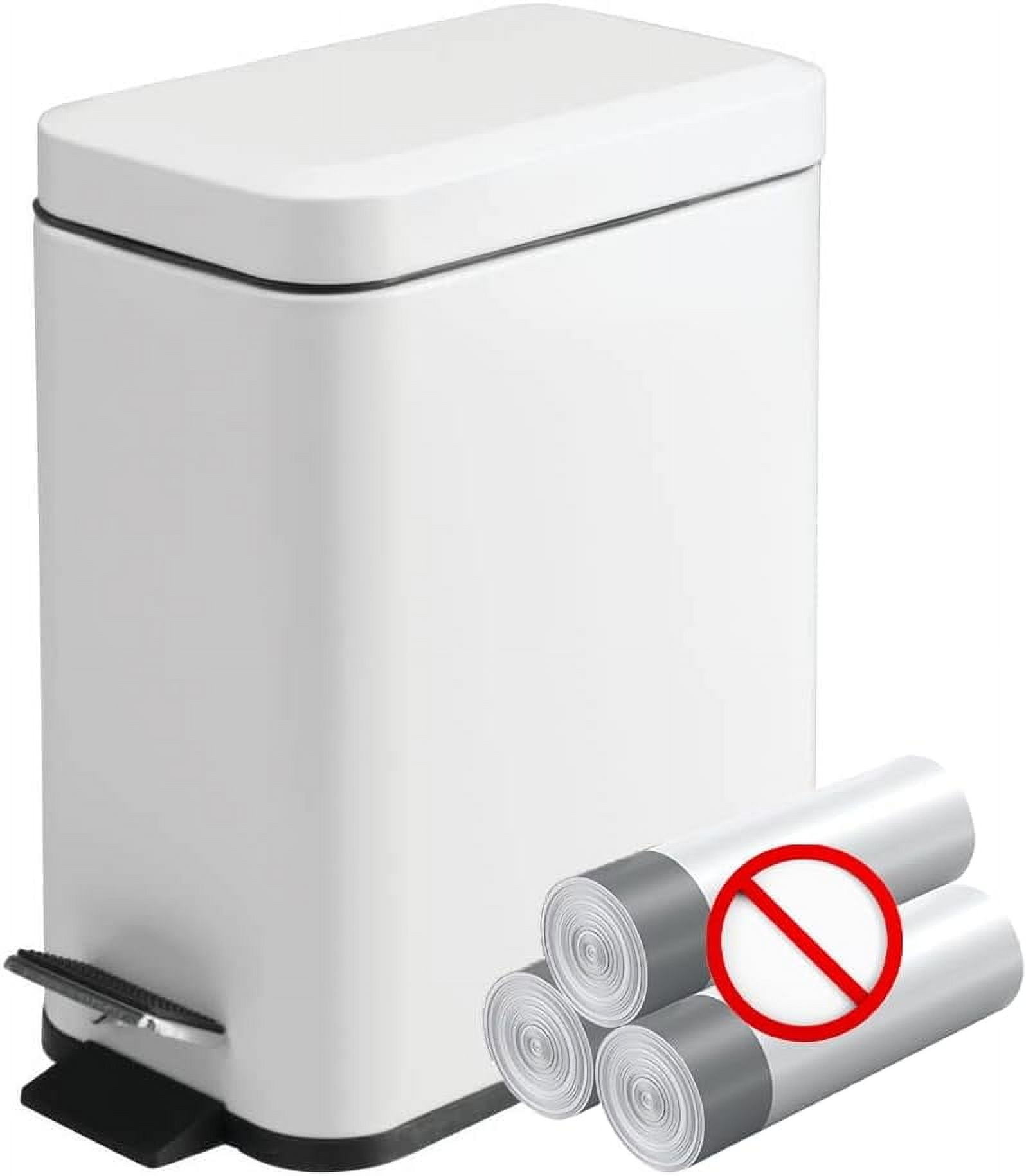 Soft Close, Slim Trash Can 1.6 Gallon with Anti - Bag Slip Liner and ...