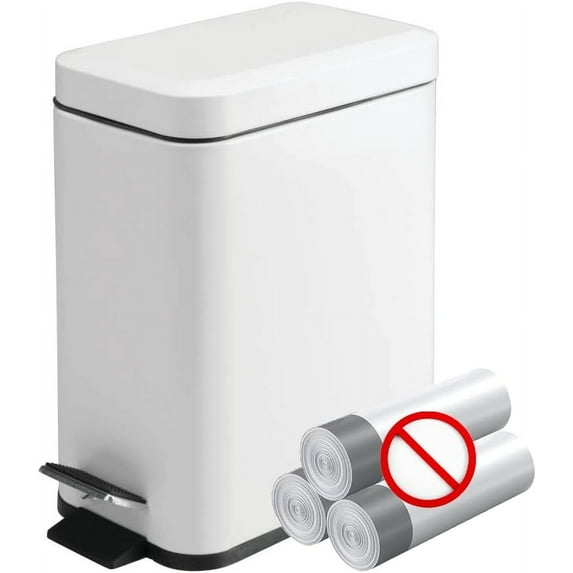 Soft Close, Slim Trash Can 1.6 Gallon with Anti - Bag Slip Liner and ...