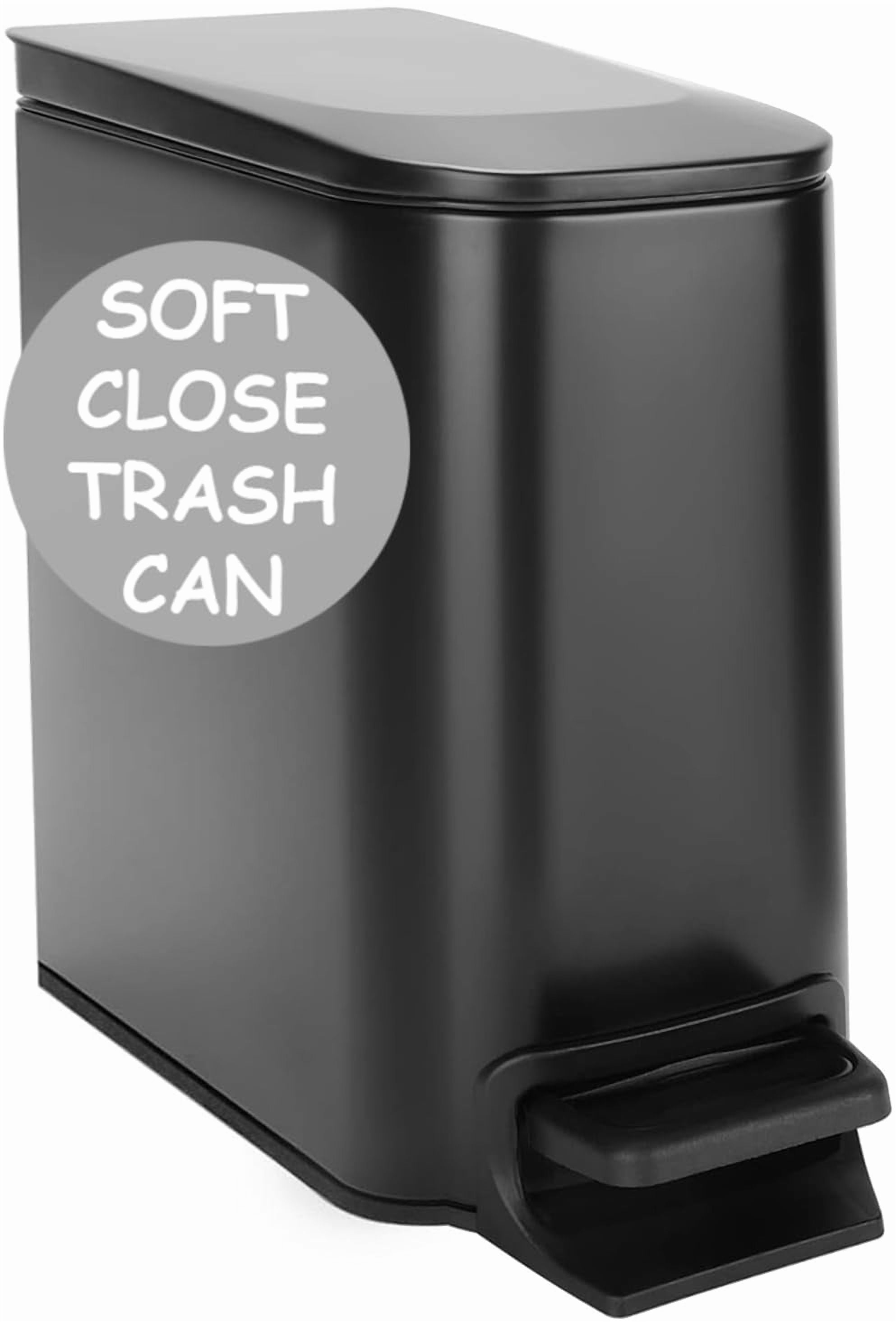 Soft Close, Slim Trash Can 6 Liter / 1.6 Gallon with Anti - Bag Slip ...