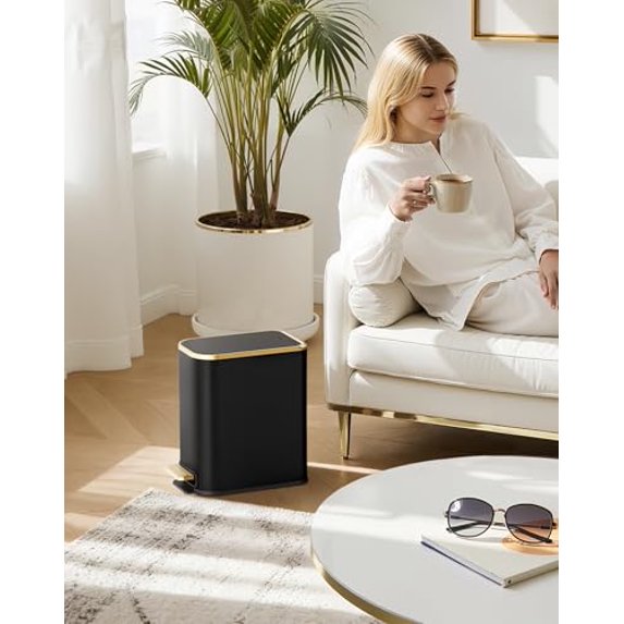 Soft-Close Step Trash Can – 5L Slim Stainless Steel Garbage Bin with ...