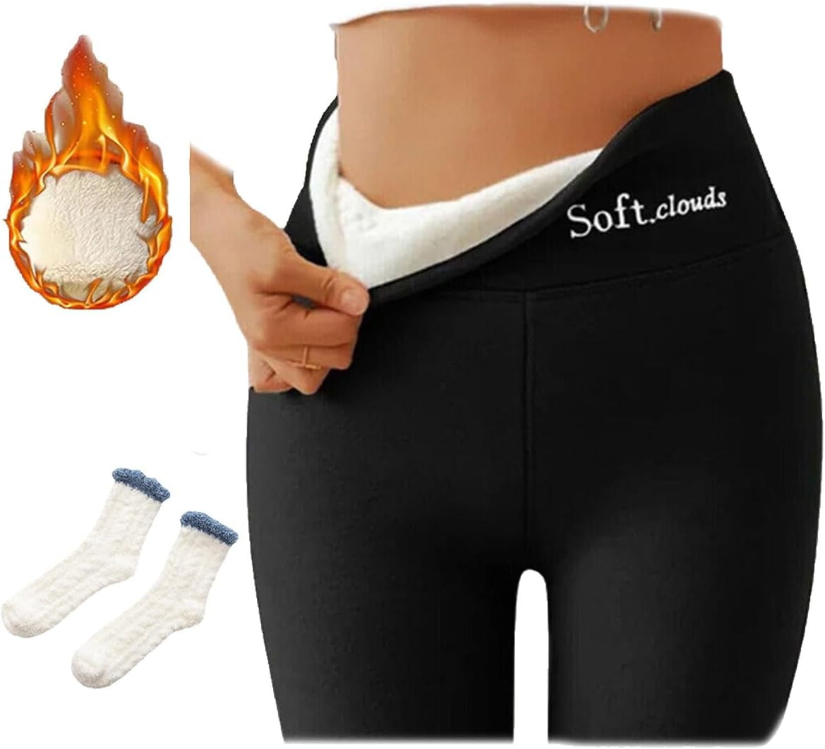 Soft Clouds Fleece Leggings,Soft Clouds Leggings,Casual Warm Winter ...