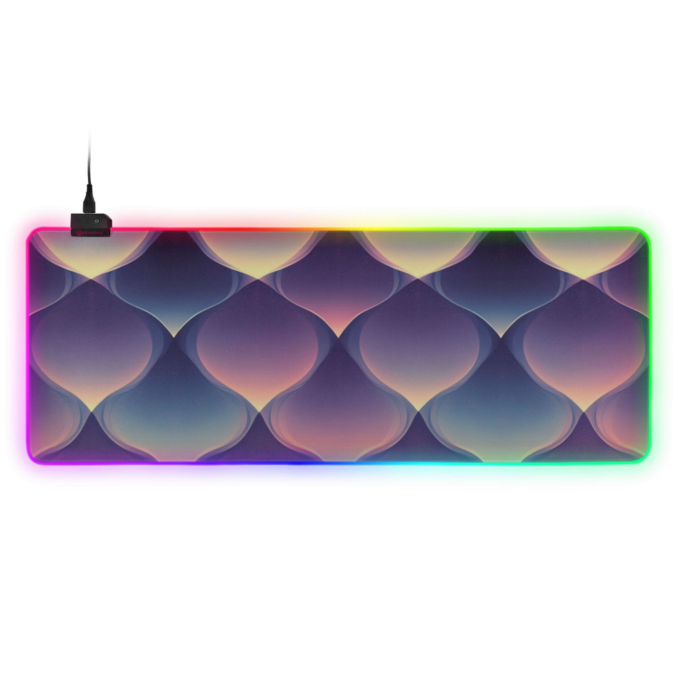 Soft Color Geometry RGB Gaming Mouse Pad Large Keyboard Mat Rubber Base ...