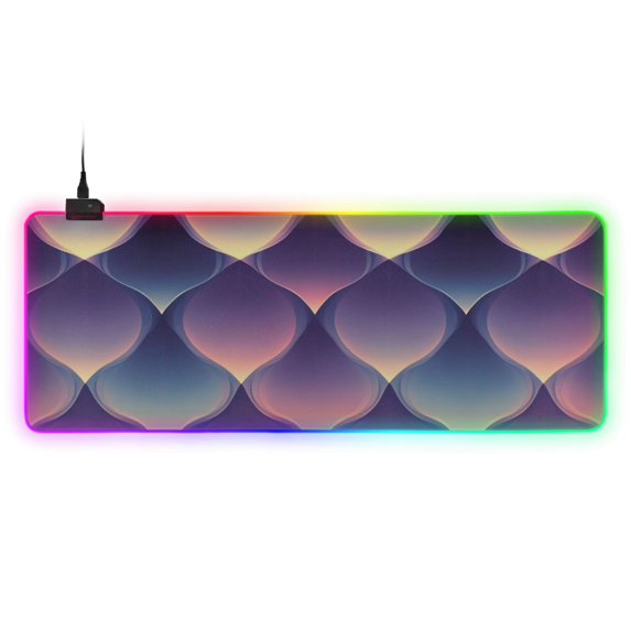 Soft Color Geometry RGB Gaming Mouse Pad Large Keyboard Mat Rubber Base ...