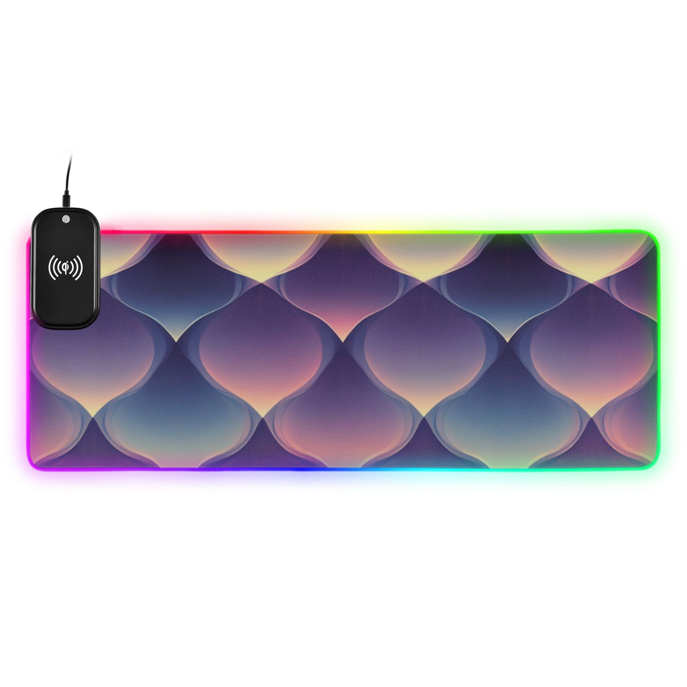 Soft Color Geometry Wireless Charging RGB Gaming Mouse Pad Large ...