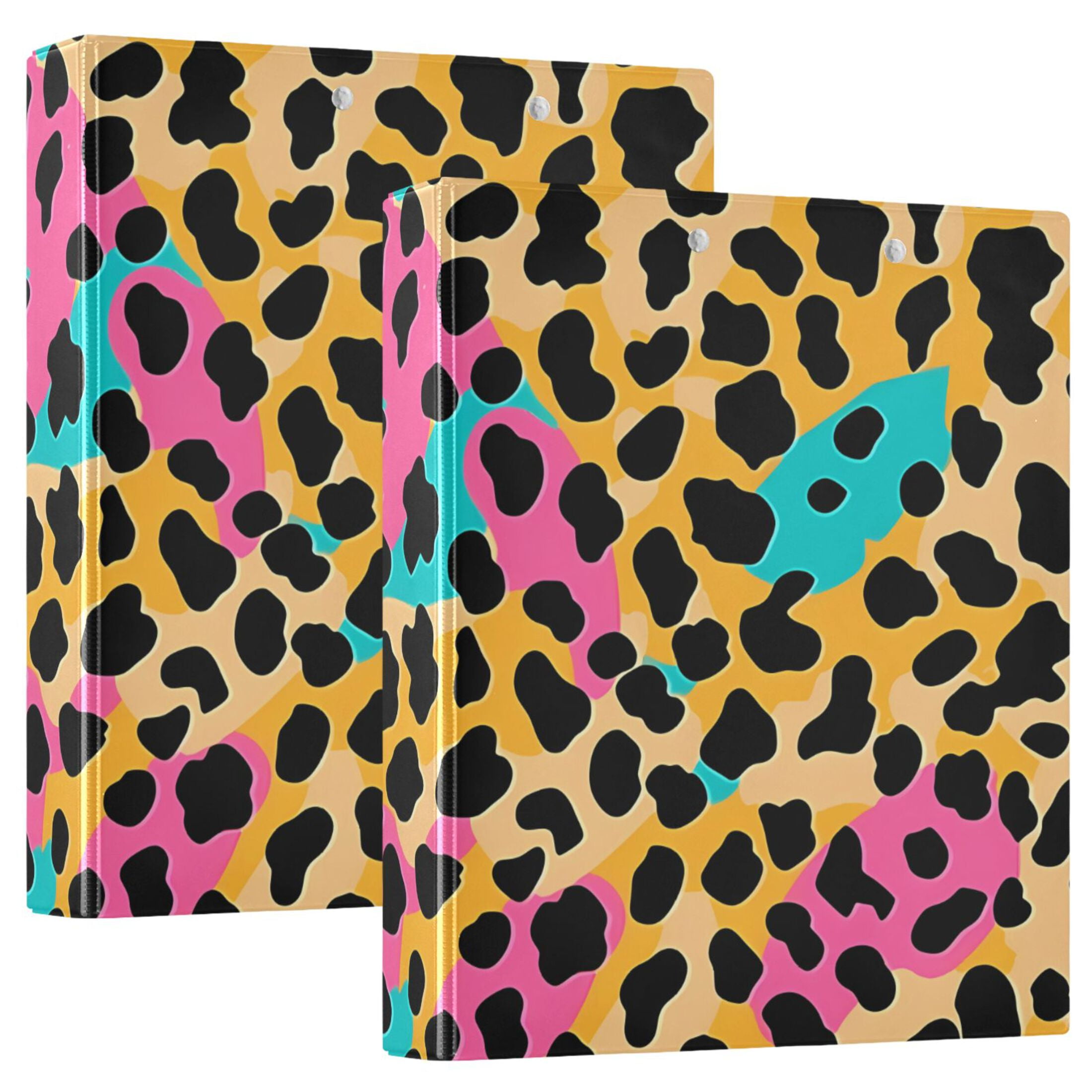 Soft Color Leopard Print Hardcover 3 Ring Binder 1.5” Round Rings ...