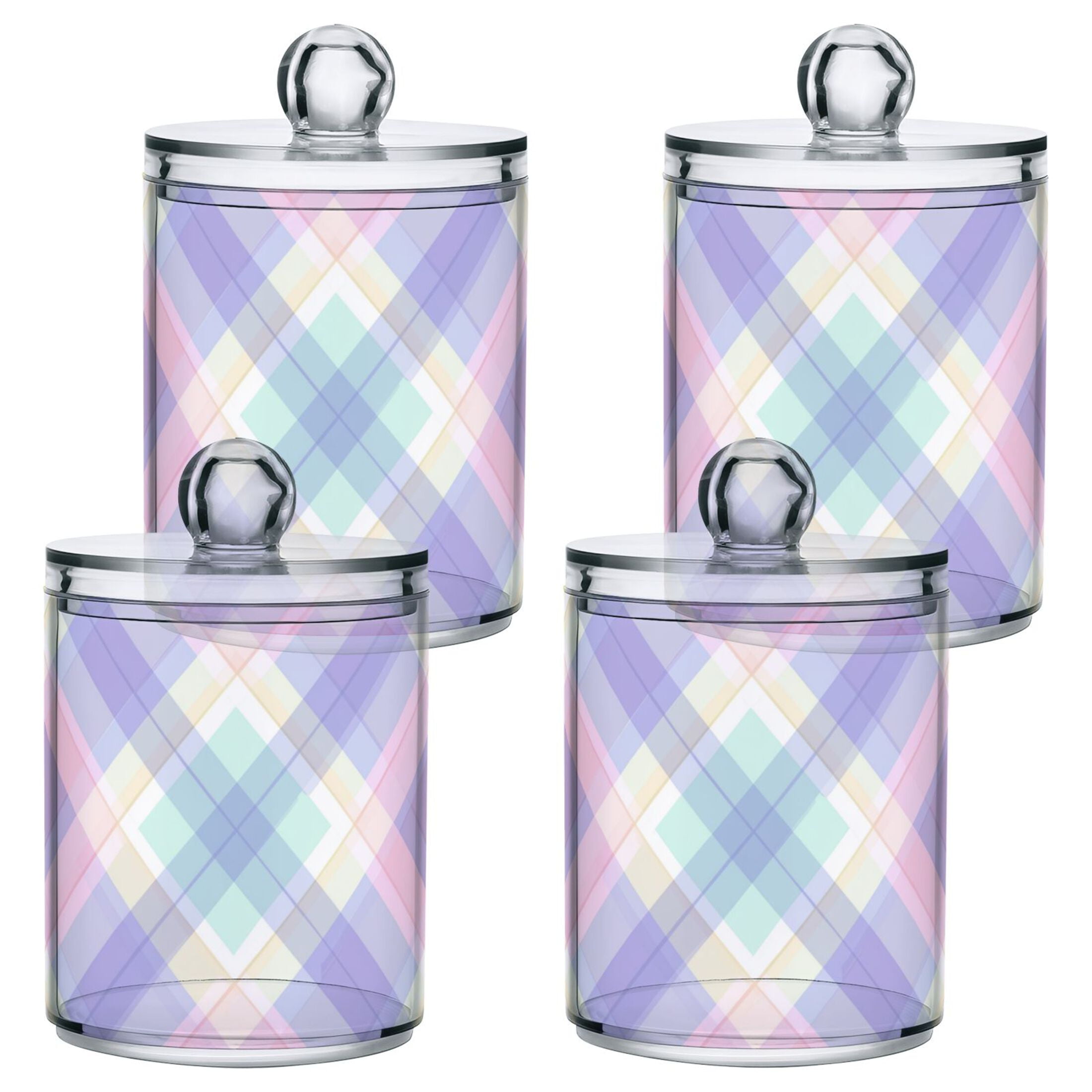 Soft Colored Checkered Pattern Translucent Plastic Cans Storage ...