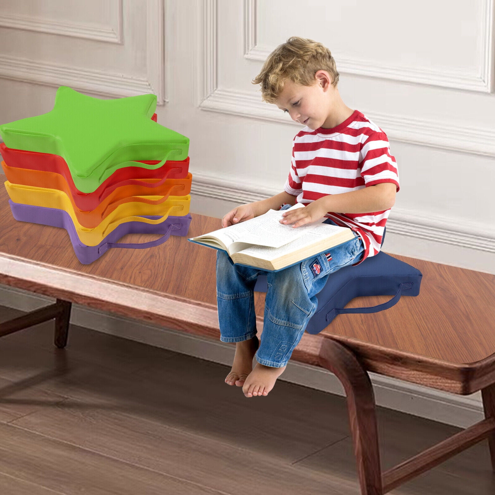 Soft Colored Seating Cushions, Floor Cushions Stars Pattern For Kids 6 ...