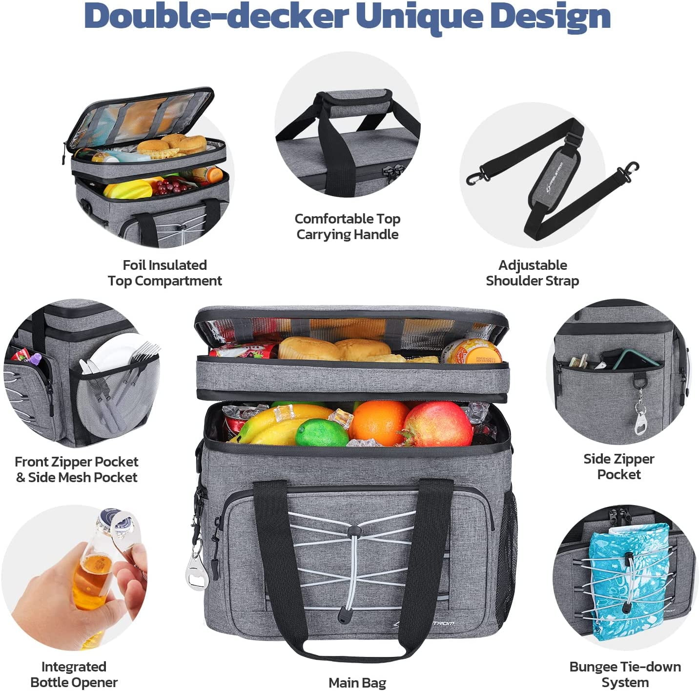 Soft Cooler Bag, Collapsible Ice Chest for Camping, Road Trips, Grocery ...