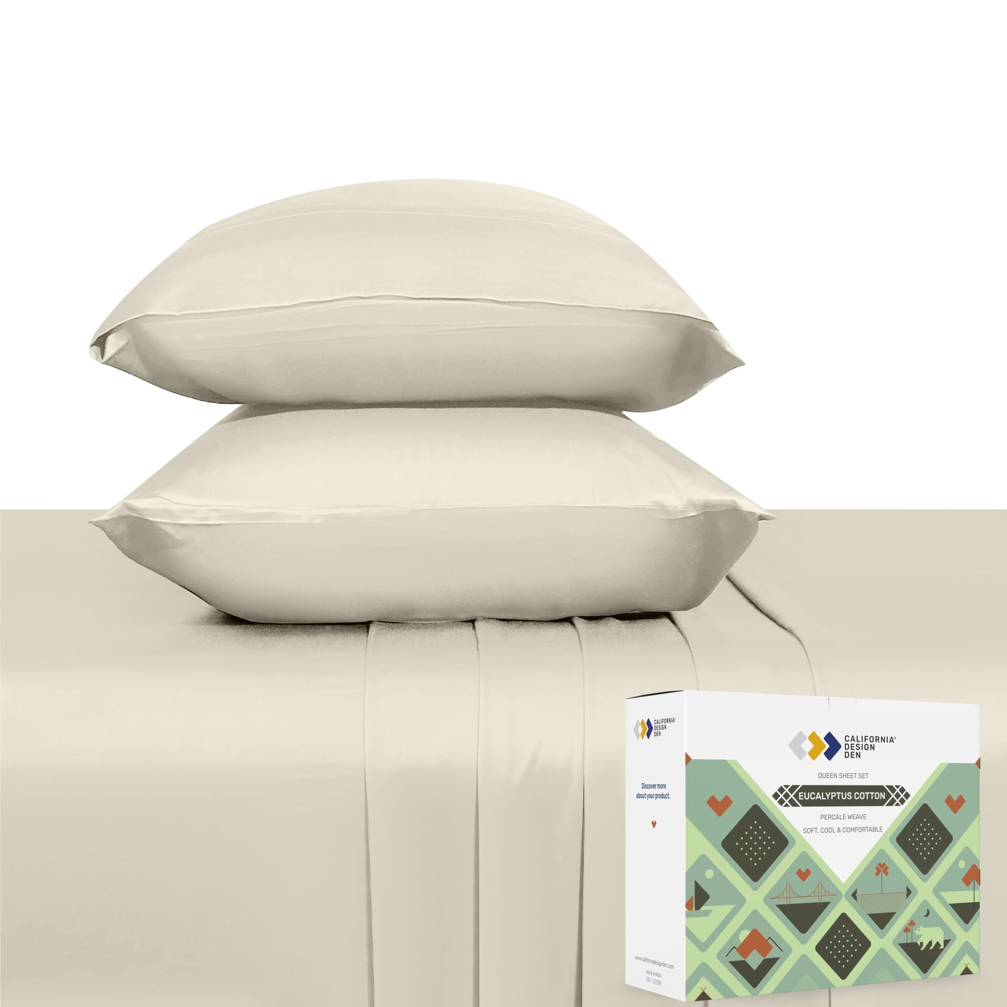 Soft Cooling Full Size Sheet Sets, 100% Natural All Season Cotton ...