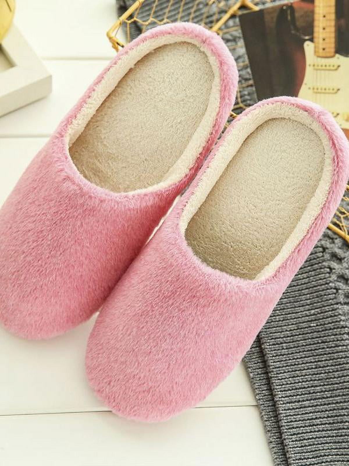 Soft Coral Velvet Bedroom Slippers For Women, Closed Toe Indoor House ...