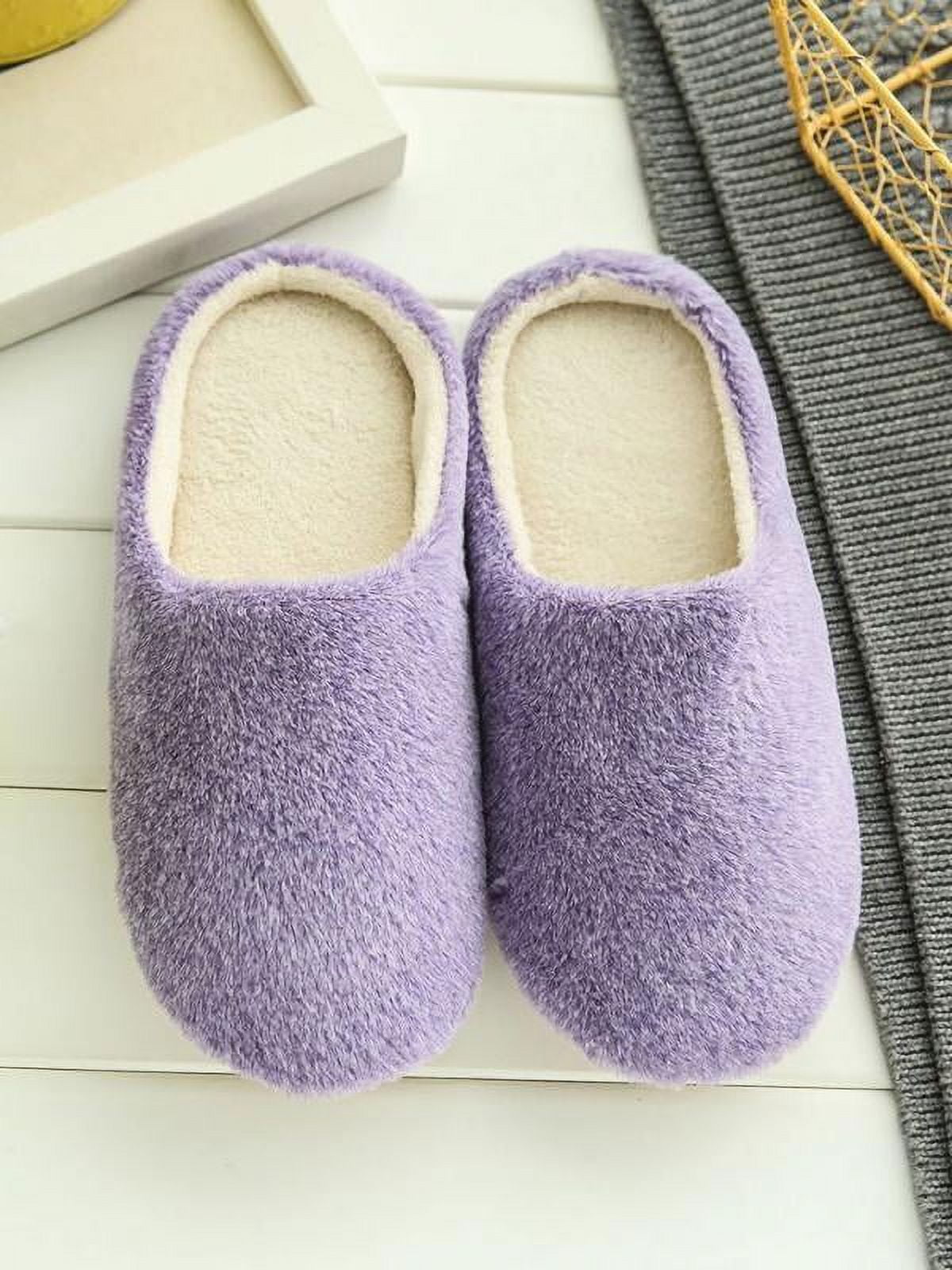 Soft Coral Velvet Bedroom Slippers For Women, Closed Toe Indoor House ...