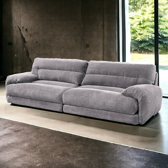 Soft Corduroy Gray With A Frame Construction Couch Removable Seat Pad ...