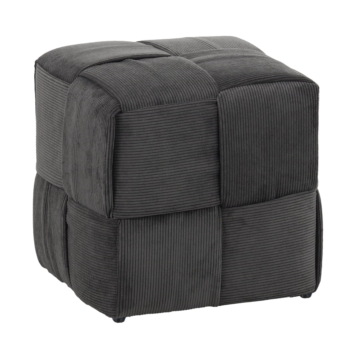 Soft Corduroy Square Ottoman Foot Rest, Grey Woven Design Sofa Stool ...