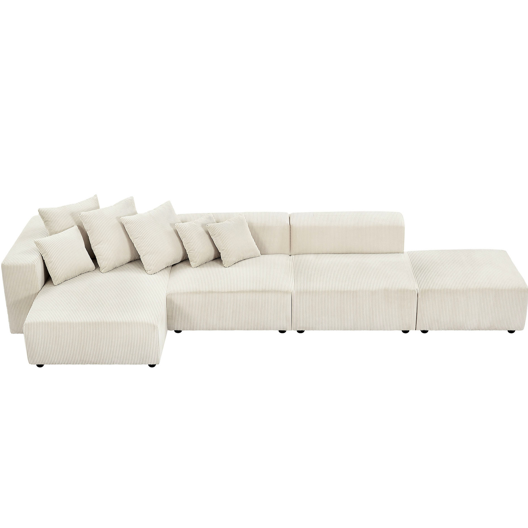 Soft Corduroy Upholstery - Cozy 4-Piece L-Shaped Modular Sofa for ...