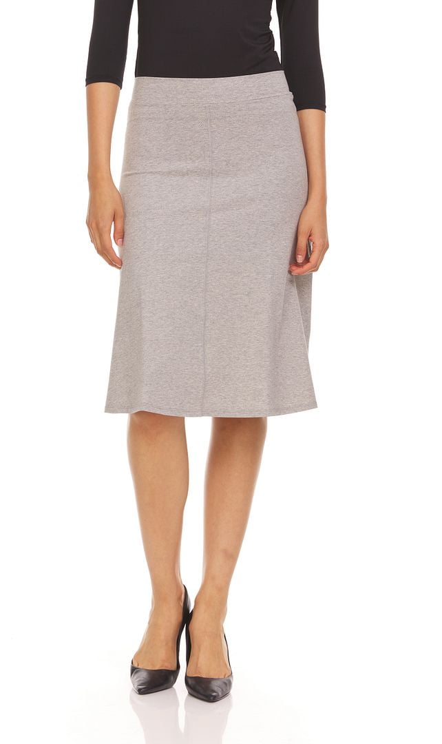 Soft Cotton A-Line Midi Skirt For Women By BGDK- Knee Length Skirt With ...