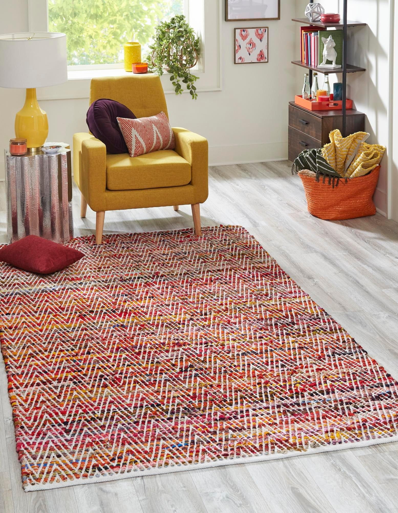 Soft Cotton Area Rug – Handwoven, Reversible, Lightweight, Perfect for Living Room, Bedroom ...