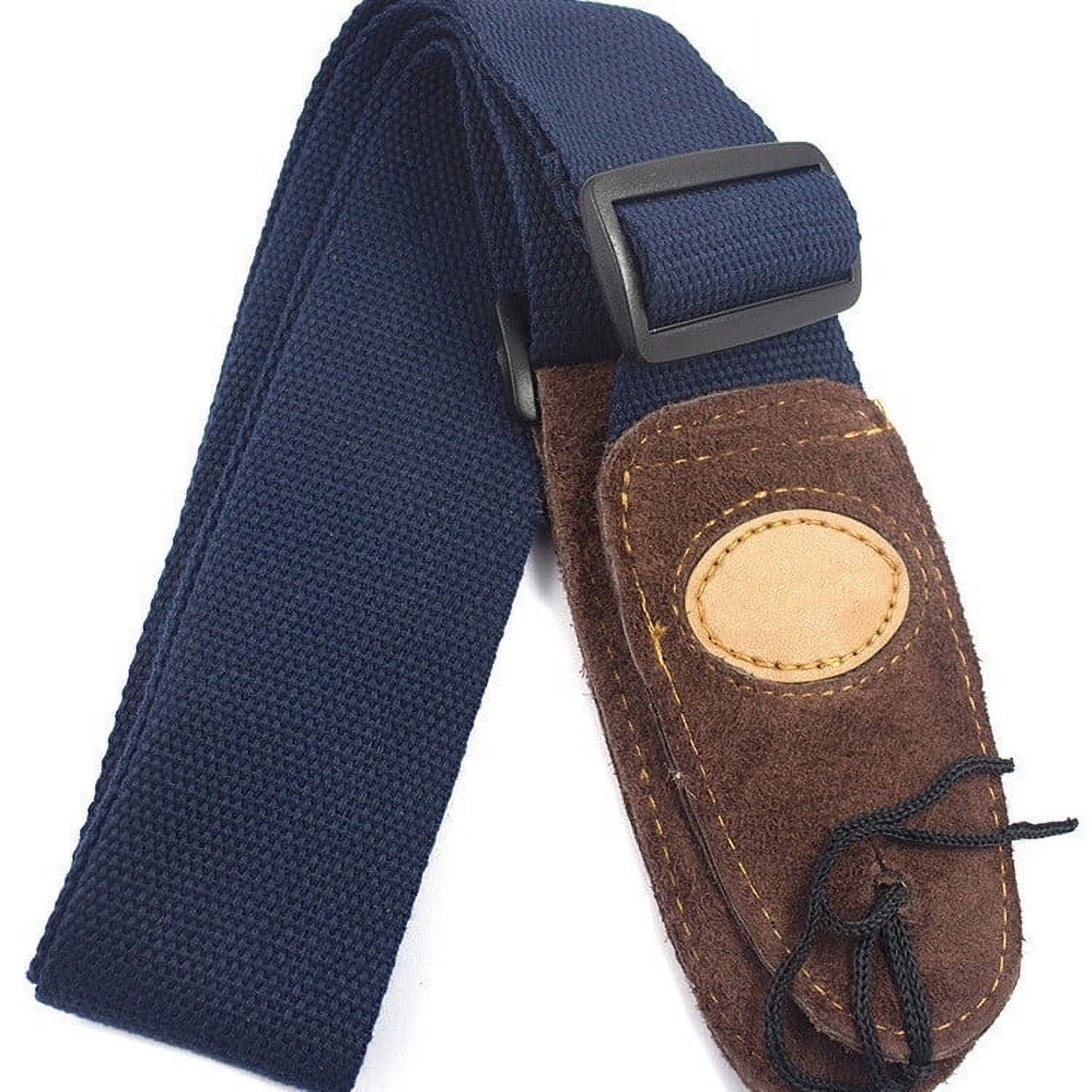 Soft Cotton Guitar Strap with Leather Ends - Adjustable Length for ...