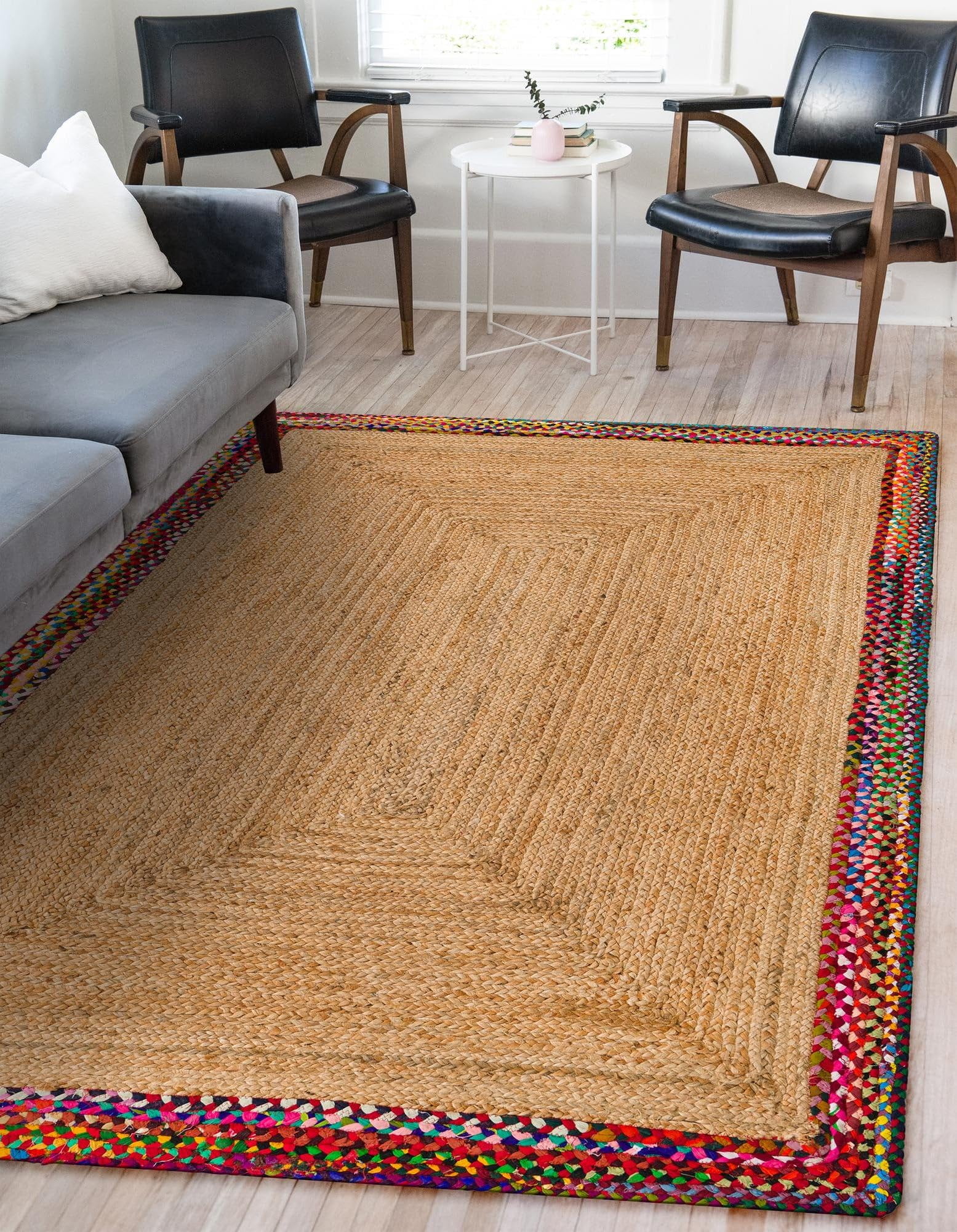 Soft Cotton with Jute Area Rug – Handwoven, Reversible, Lightweight ...