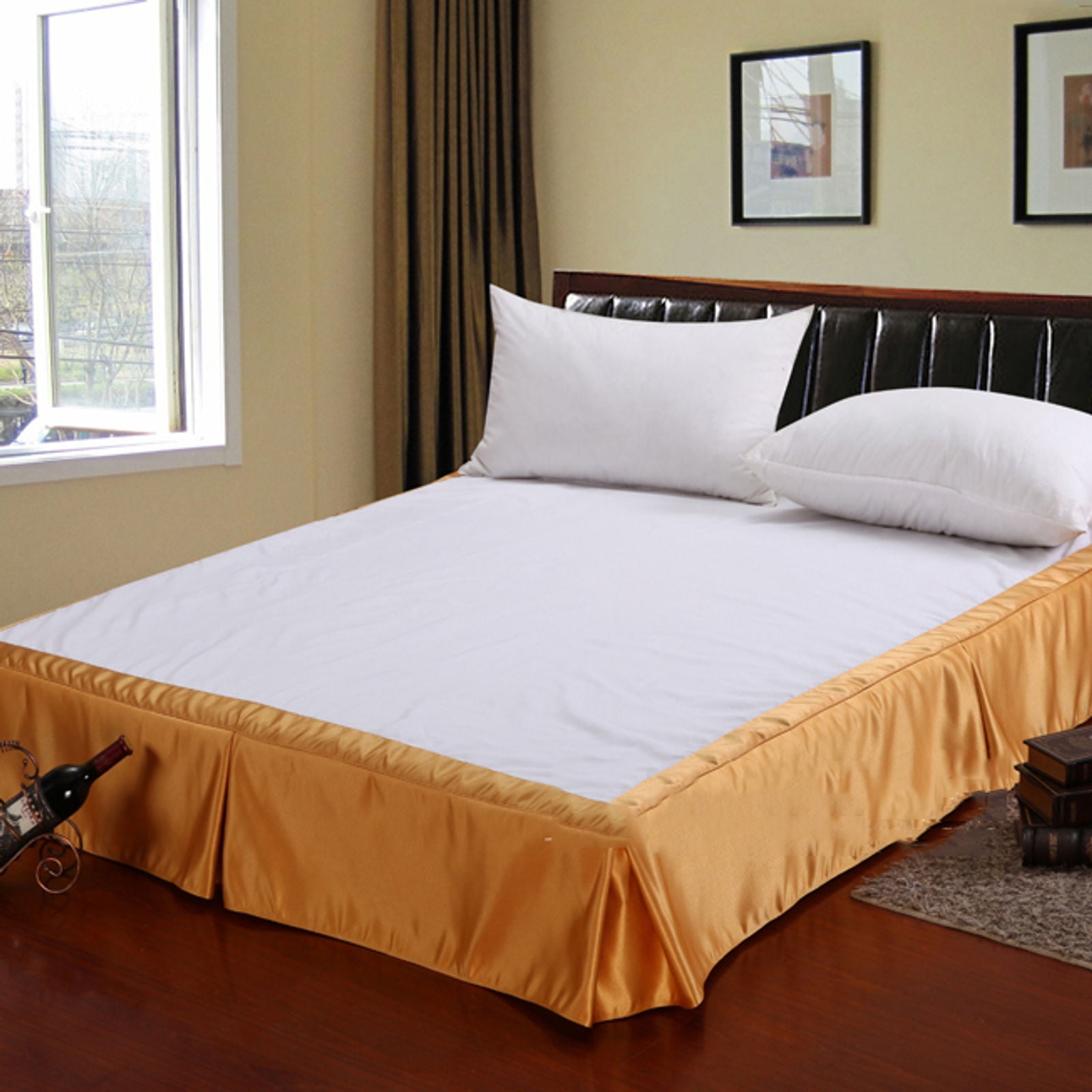 Soft Cotton Linen Bed Base Cover，Single Double Bed Cover，Fade Resistant ...