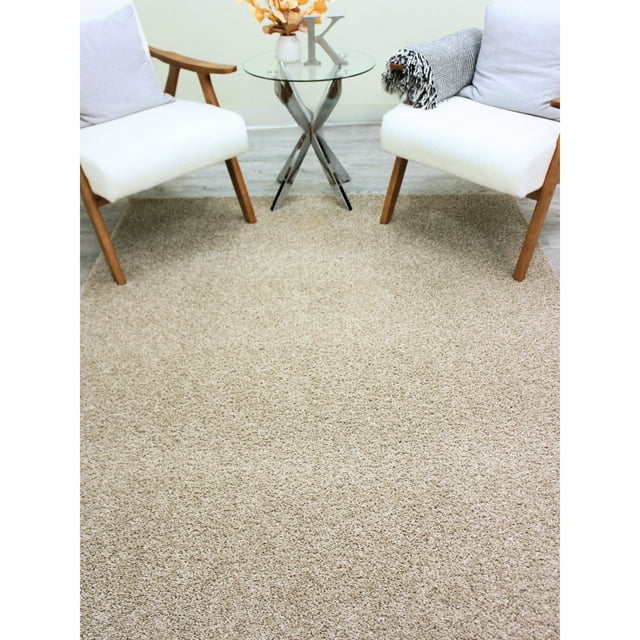 Koeckritz Soft & Cozy Area Rug, 5' x 5', Flax Beige, Stain Resistant ...
