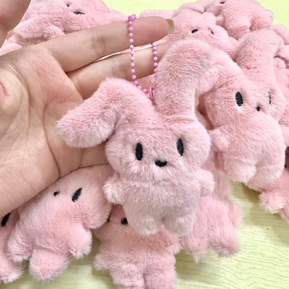 Soft Curved Eared Rabbit Sweetheart Pink Rabbit Keychain Cute Sweet ...
