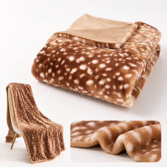 Soft Deer Print Nap Blanket, Plush Fur Plush Throw with Deer Pattern ...