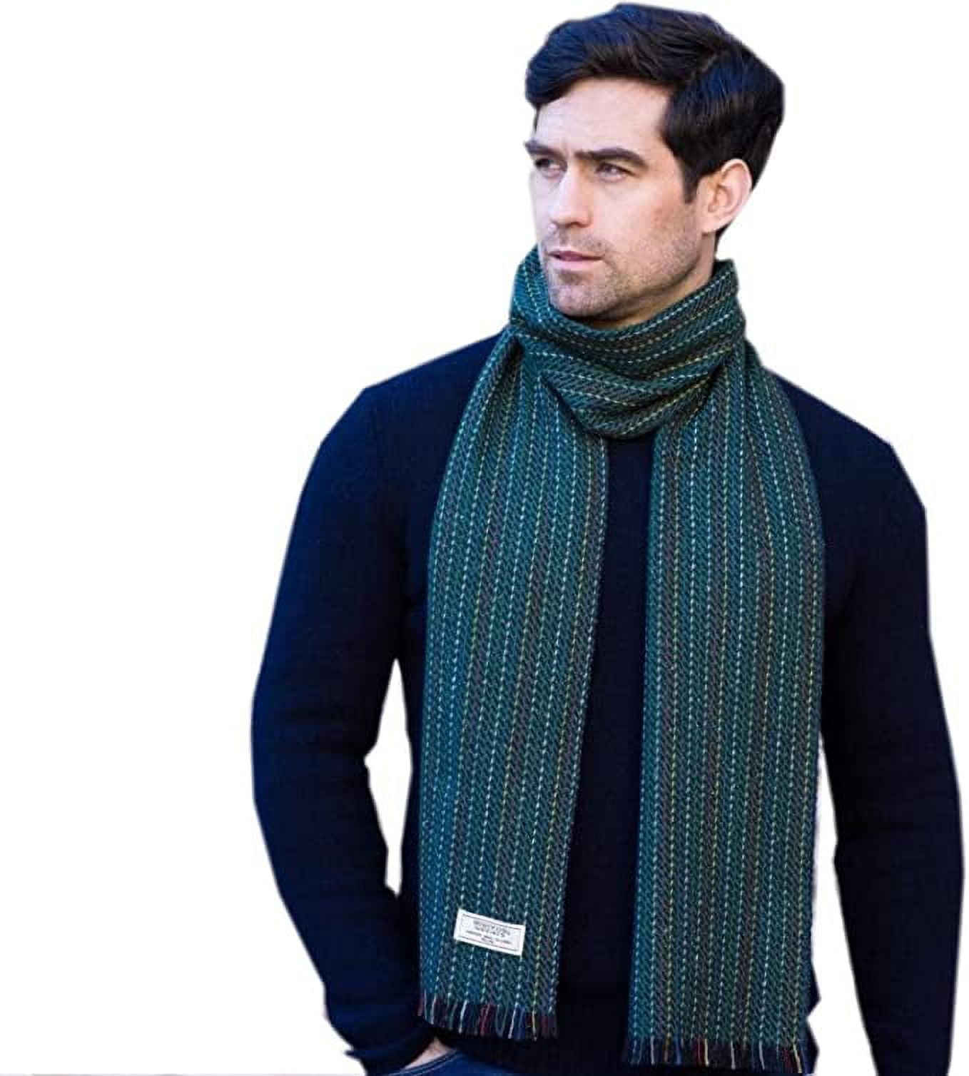 Soft Donegal Men’s Dark Green Tweed Scarf For Men One Size Made By ...