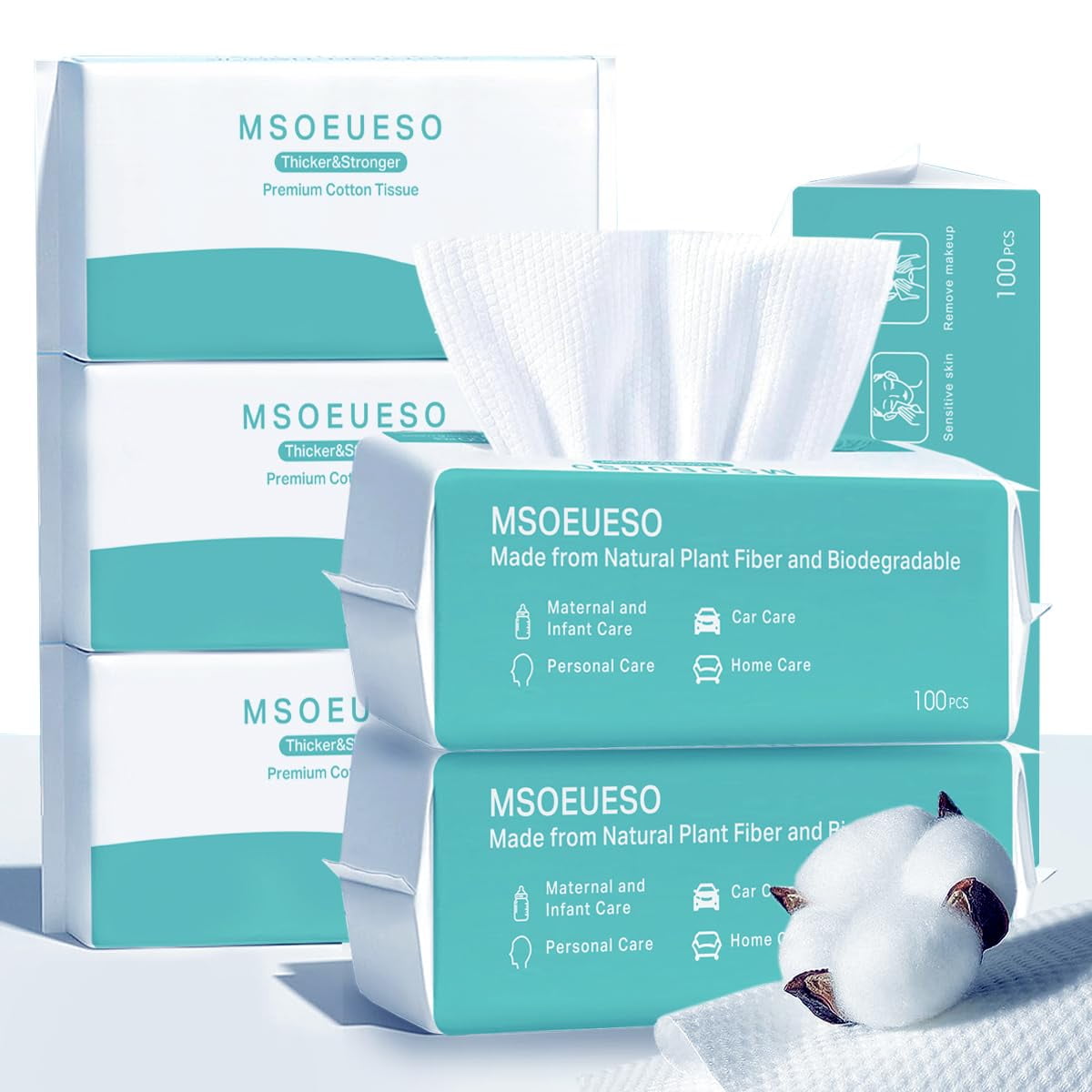 Soft Dry Wipes Cotton Facial Tissues, 100 Count Disposable Face Towels ...