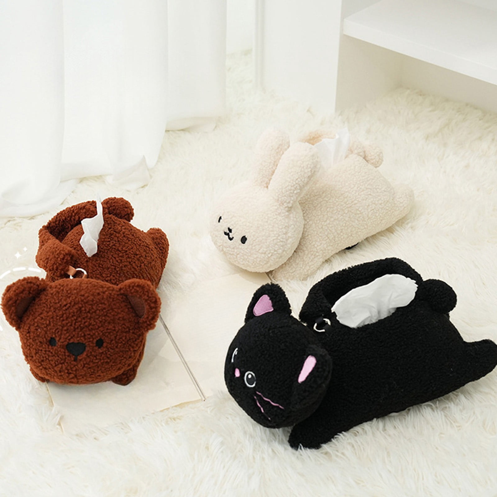 Soft Fabric Tissue Box, Cute Animal Design, Easy Open Lid, Home Office ...