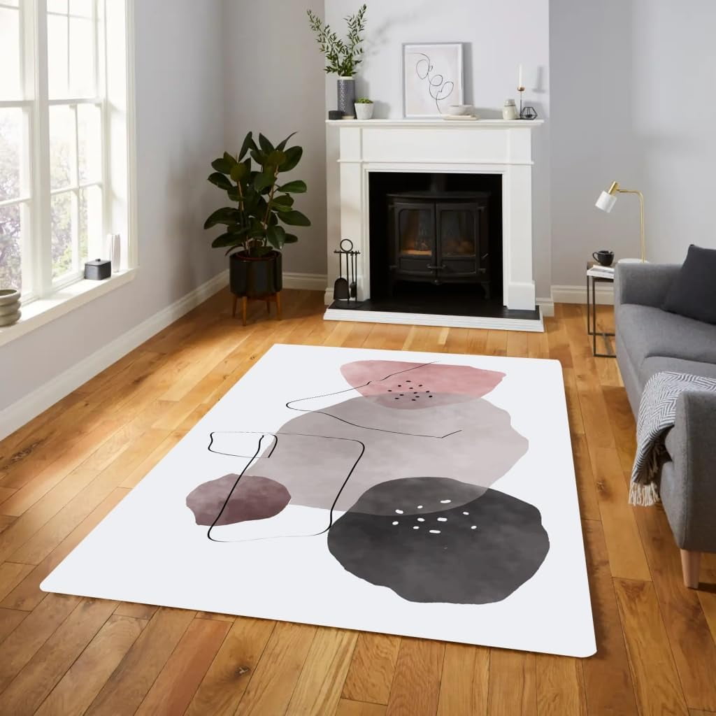 Soft Fantasy Abstract Area Rug Grey Beige Pink Modern Aesthetic Rug For ...