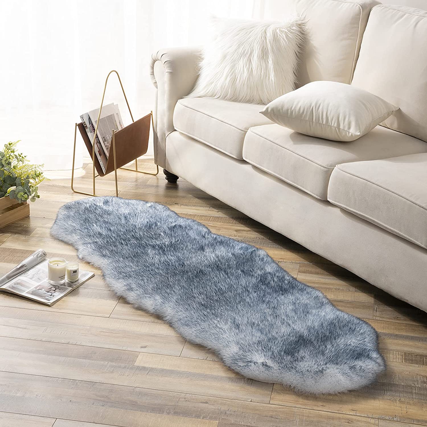 Soft Faux Fox Fur Rug Chair Couch Cover Area Rug for Bedroom Floor Sofa ...